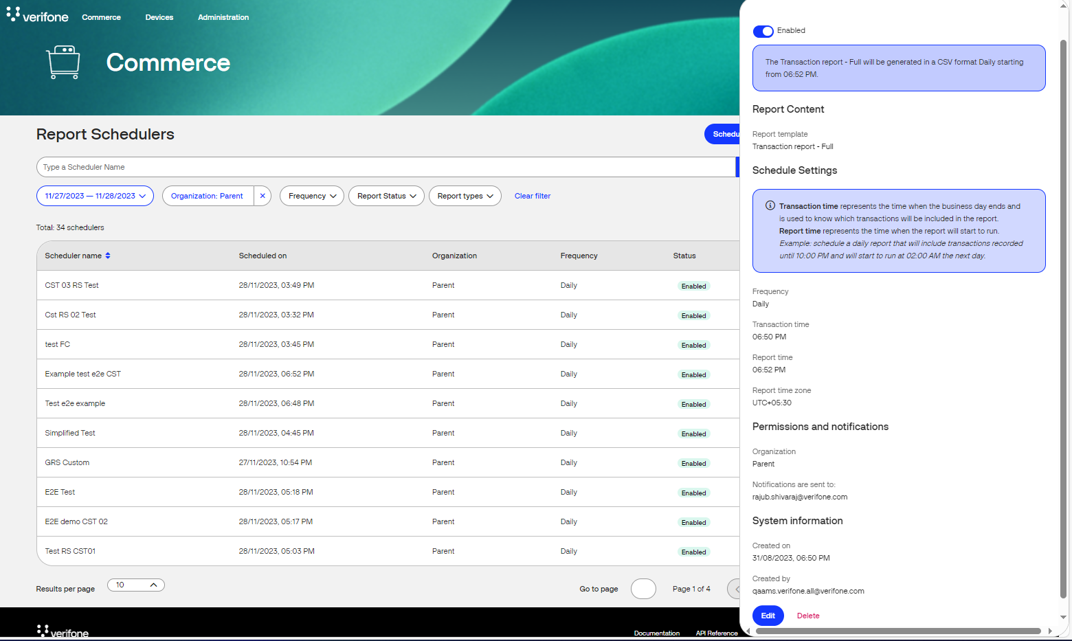 Report Scheduler | Verifone Central | Verifone Developer Portal